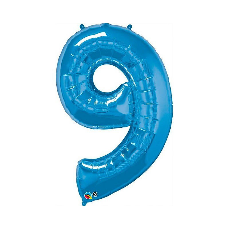 globos de foil de 34" (86cm) numero 9 Azul Zafiro www.globodeco.es