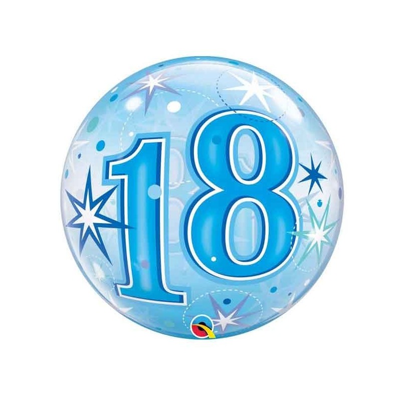 Globos Foil 22" Bubbles Número 18 AZUL Starbust www.globodeco.es