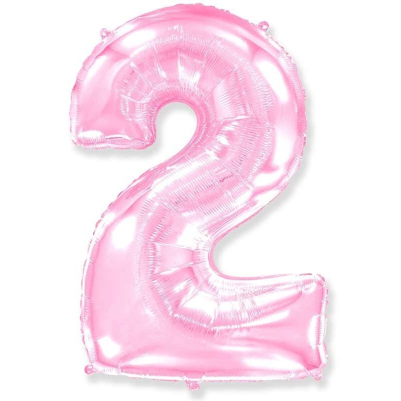 Globos Foil de 40" (102cm) numero 2 Baby Rosa Pastel www.globodeco.es